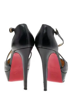CHRISTIAN LOUBOUTIN Leather Criss-cross Heeled Pumps - Black