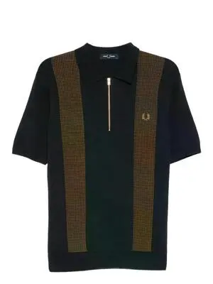 Fred Perry Zip-up Sweater With Laurel Wreath Embroidery - Blue