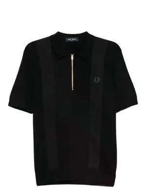 Fred Perry Textured Panel Zip-up Sweater - Black