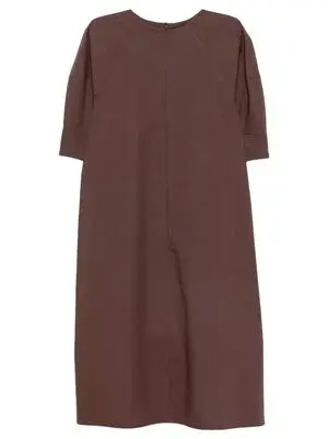 Antonelli Firenze Pleated Detail Short Sleeve Dress - Brown