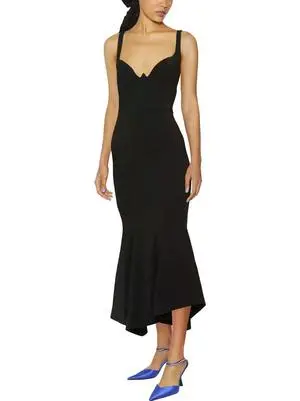Alexandre Vauthier Wool-silk Blend Flared Hem Dress - Black
