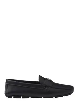 Prada Leather Driving Loafers With Rubber Soles - Black