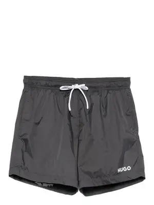 Hugo Logo-print Swim Shorts - Grey