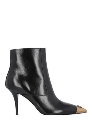 Pinko Lucy Leather Ankle Boots With Metal Toe Cap - Black