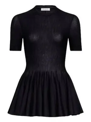 ALAÏA Alaia Short-Sleeve Peplum Blouse