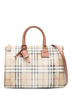 Burberry Check Bowling Bag - Nude