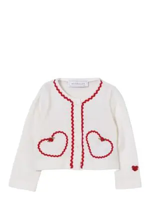 MONNALISA Monnalisa Fine-Knit Cardigan With Heart Embellishments