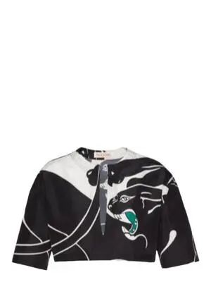 Valentino Garavani Leopard Print Poplin Blouse - Black
