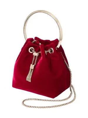 JIMMY CHOO Jimmy Choo Bon Bon Bucket Bag With Chain Drawstring And Gold Metal Handle