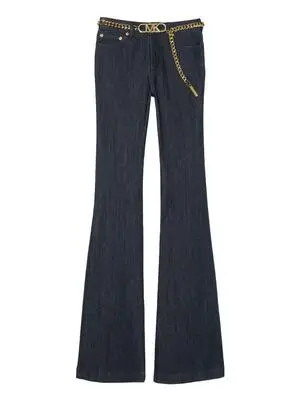 Michael Kors Stretch Belted Flared Jeans - Black