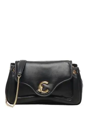 COCCINELLE C-me Fluffy Chain Linked Shoulder Bag - Black