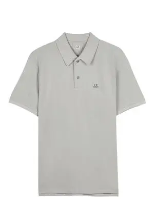 C.P. COMPANY Logo-embroidered Polo Shirt Gray