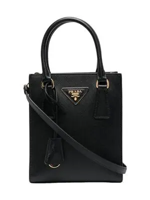 Prada Leather Logo Handbag - Black