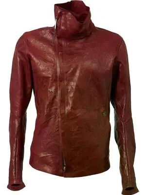 ISAAC SELLAM EXPERIENCE Lambskin High Collar Jacket - Red