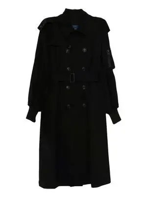 Yohji Yamamoto Wool Trench Coat - Black