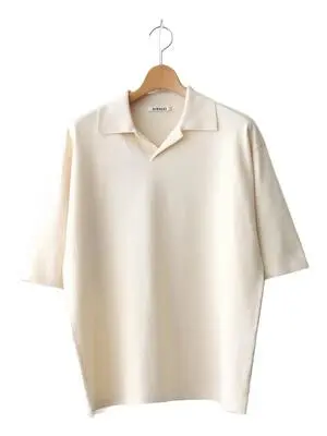 Auralee Open Collar Knit Polo Shirt - Ivory