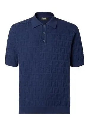 Fendi Logo Detailed Short-sleeved Polo Shirt - Blue