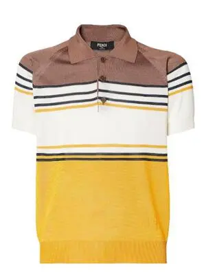 Fendi Short Sleeved Striped Polo Shirt - Multicolour