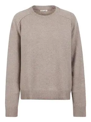Soft Goat Boyfriend Ribbed Crew-neck Knitwear - Nude