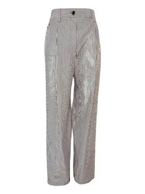 Brunello Cucinelli Striped Trousers With Belt Loops - Gray