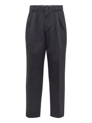 Brunello Cucinelli Pleated Cotton Trousers - Black