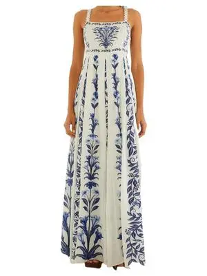 Farm Rio Printed Floral Maxi Dress - Gray