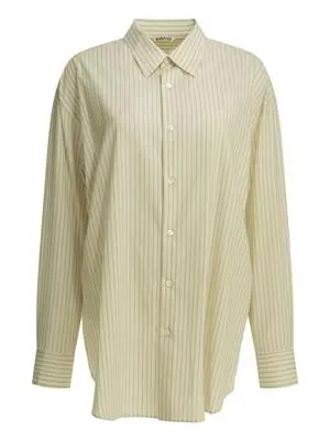 Auralee Striped Super Fine Wool Shirt - White