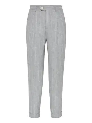 Brunello Cucinelli Striped Tailored Trousers - Gray