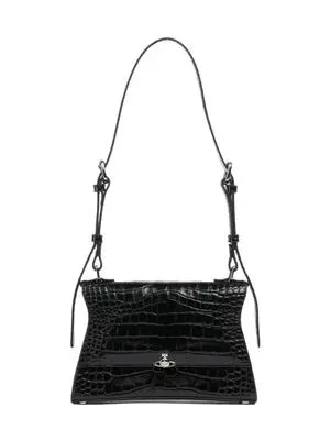 VIVIENNE WESTWOOD Bianca Embossed Croc Effect Shoulder Bag - Black
