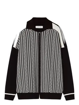 LANVIN Long Sleeve Zip Up Jacket With Geometric Print - Black