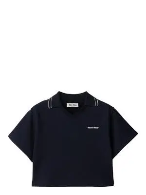 Miu Miu Cropped Polo Sweatshirt - Navy