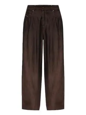 DIESEL® Wide Leg Casual Pants With Belt Loops - Black