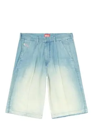 DIESEL® Gradient-effect Wide-leg Denim Shorts - Light Blue