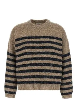 Brunello Cucinelli Brunello Cucinelli Striped Round Neck Sweater Black