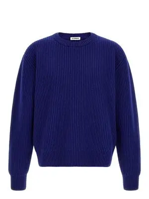 JIL SANDER Fisherman's Rib Knit Crew Neck Sweater - Blue