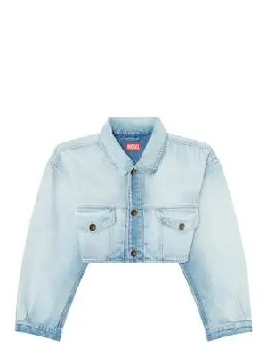 DIESEL® Cropped Embroidered Denim Jacket - Light Blue