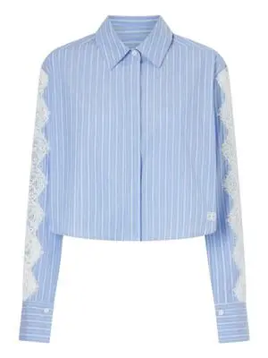 Simkhai Renata Lace-trimmed Cropped Shirt - Blue
