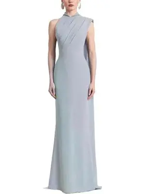 GEMY MAALOUF Padded-shoulder Cape Dress - Blue