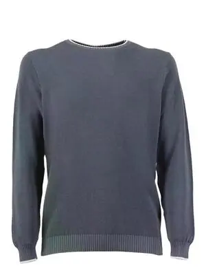 Fedeli Crew Neck Long Sleeve Sweater - Blue