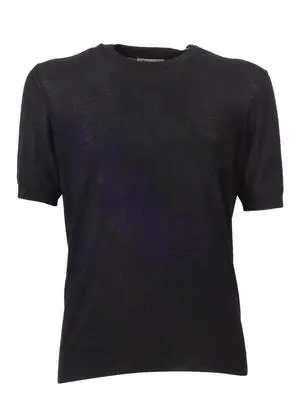 KANGRA Fine-knit Short-sleeve T-shirt - Blue