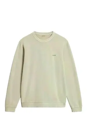 Woolrich Garment-dyed Logo-print Crew Neck Sweater - Neutrals