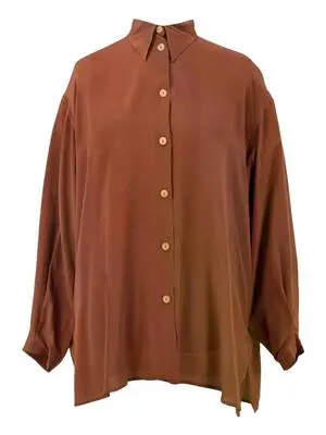 MONDRAIN Relaxed-fit Silk Shirt - Brown