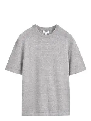Cos Knitted Linen T-shirt - Gray