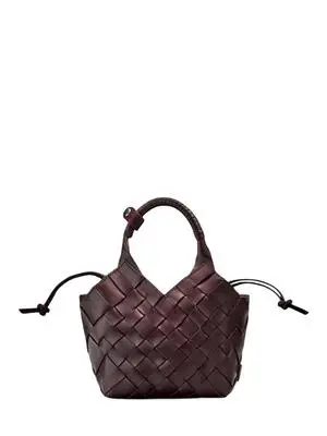 CALA & JADE Misu Mini Woven Leather Bag - Fudge