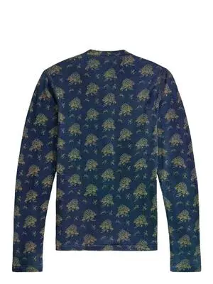 Ralph Lauren Buttoned Floral Long-sleeved T-shirt - Blue