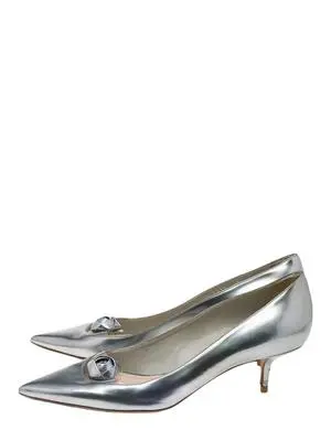 Dior Rose-motif Pointed-toe Pumps - Silver