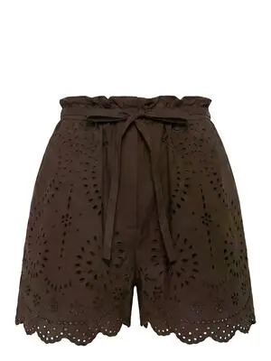 MEIMEIJ Broderie Anglaise Scalloped Shorts - Brown