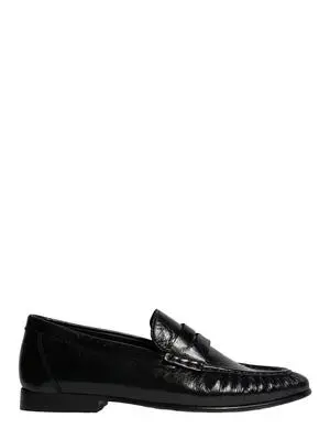 POSA Wrinkled-textured Loafers - Black
