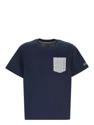 MC2 SAINT BARTH Geometric-print Chest-pocket T-shirt - Blue