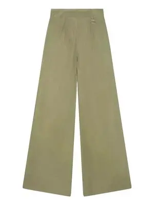 ARMANI EXCHANGE Armani Exchange Green Cotton Pleated Wide-Leg Palazzo Pants